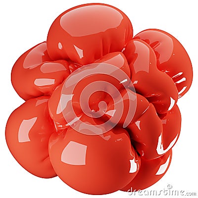 3D Render Red Object Illustration, Inflated Abstract Balloon Clipart ...
