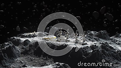 Space Base Outpost Colony on Dwarf Planet with Asteroids Stock Footage ...