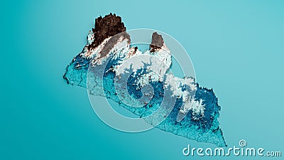 3D Render Of A Topographic Liberia Map With Hypsometric Elevation On A ...