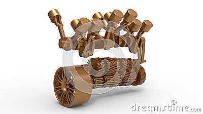 3D Render - V12 Internal Combustion Engine Royalty-Free Illustration ...