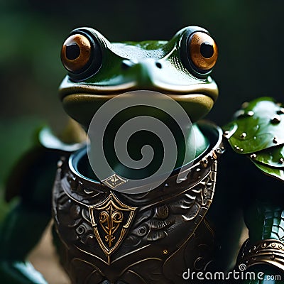 3d Rendered Cute Ninja Frog In Golden Armor Striking A Fighting Pose In ...