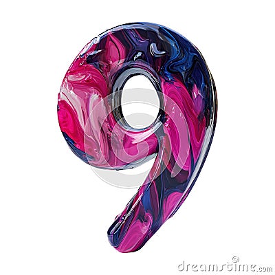 3D Rendering Of A Alphabet Number 9 Letter Made From Corel On ...
