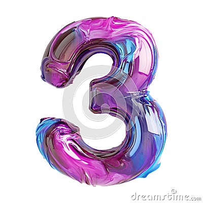 3D Rendering Of A Alphabet Number 3 Letter Made From Corel On ...