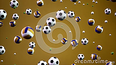3D Rendering Animation Sport Balls Falling from the Sky Background ...
