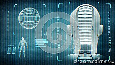 Animated Distorted Monitor Screen with Robot in Sci Fi Style. Loop-able ...