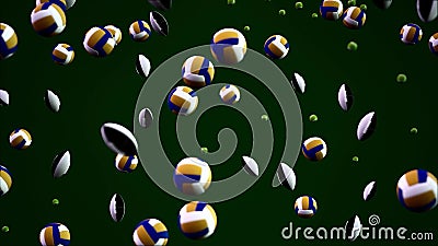 3D Rendering Animation Sport Balls Falling From The Sky Background ...