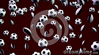3D Rendering Animation Sport Balls Falling from the Sky Background ...