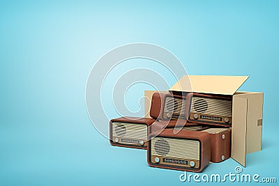 3d Rendering Of Cardboard Box Lying Sidelong Full Of Old-fashioned ...