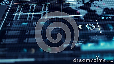 3D Rendering Circle Hud Head Up Display Interface With Ui Map Graph Bar ...