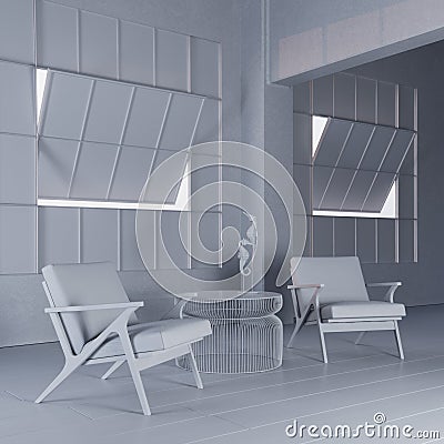 3D Rendering Clay Model Wood Frame Cavett Chairs Royalty-Free Stock ...