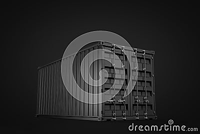 3d Rendering Of Closed Black Shipping Container On Black Background ...