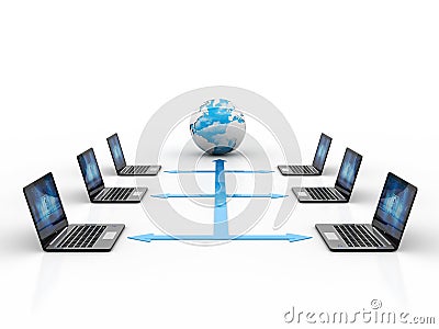 Computer Connected Each Other. 3d Redner Stock Photography ...