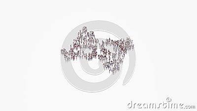 3d Rendering Of Crowd Of People In Shape Of Symbol Of American Sign ...