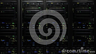 3D Rendering of Data Servers with Flashing LEDs. Cyclic Animation of Data Servers Stock Video ...