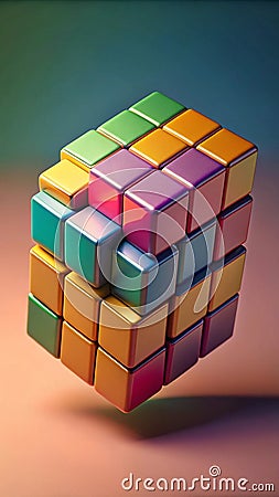 3d Rendering Of Dynamic Rubiks Cube. Generative AI Stock Image ...