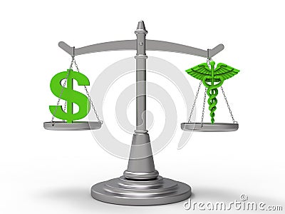 3D Rendering - Green Dollar And Caduceus Signs Royalty-Free ...