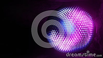 3D Rendering Hexagon Grid Sphere With Glow Edge Color In Darkroom ...