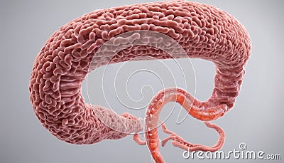 3D Rendering Of A Human Intestine, Showcasing Its Complex Structure And ...