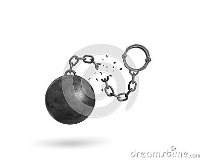 3d Rendering Of An Isolated Ball And Chain Broken In Half With A ...