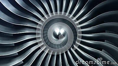 3D Rendering Jet Engine, Close-up View Jet Engine Blades. 4k Animation ...