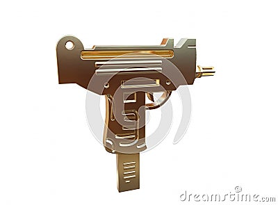 3d Rendering Of The Model Submachine Gun Right-side View On White ...