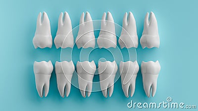 3D Rendering Of Molars On Blue Background Stock Photo | CartoonDealer ...