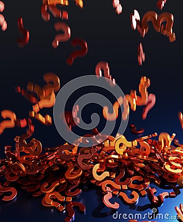 3D Rendering Of Question Marks Falling Down And Piling Royalty-Free ...