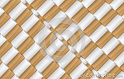 3d Rendering. Random Modern Minimal Diagonal White And Brown Wood Long ...