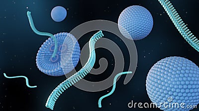 3d Rendering Of RNA Strands And Lipid-based Nanoparticles Or Liposome ...