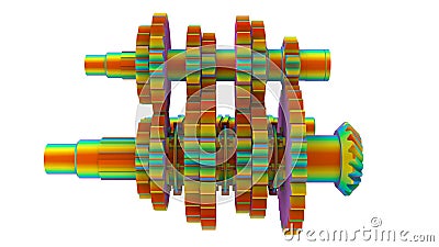 3D Rendering - Side FEA Analysis Of A Gear Box Stock Illustration ...