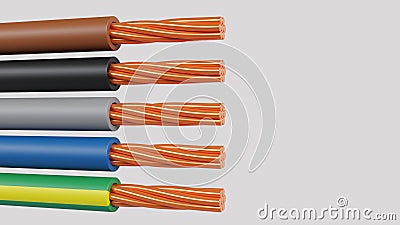 3D Rendering Of Standard Color Code For Electrical Wiring On A White ...