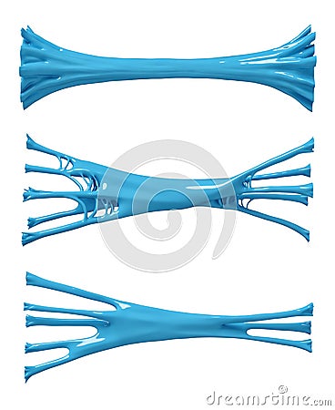 3d Rendering Of Three Blue Sticky Slime Banners Isolated On White ...