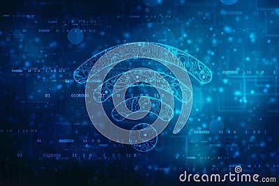 WiFi Symbol Digital Illustration, Internet Communication Concept ...