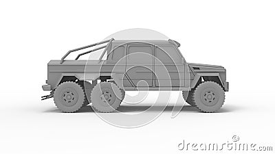 3D Rendering Of A 6x6 Pick Up Suv Truck Large Cargo And Off Road ...