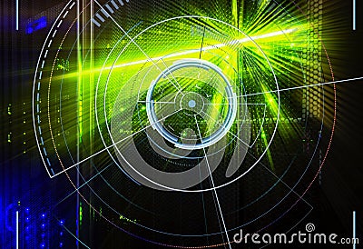 3d Renering Rack With Blade Behind Bars Mainframe In The Data Center ...