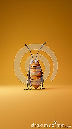 3d Scared Cockroach Isolated On Yellow Background Royalty-Free Stock ...
