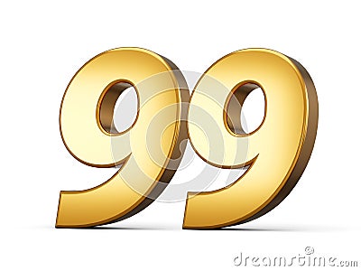 3d Shiny Gold Number 99, Ninety Nine 3d Gold Number Isolated On White ...