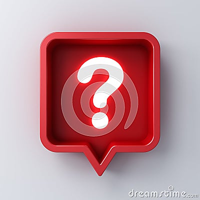 3d Social Media Notification Neon Light Question Mark Icon In Red ...