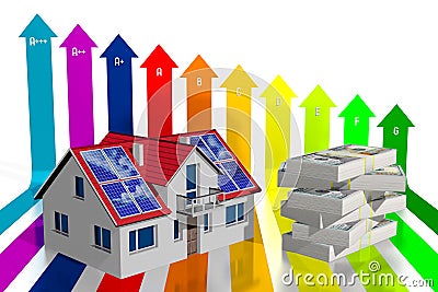 3D Solar/ Photovoltaic Panels Concept, Efficiency/ Power Chart Royalty ...