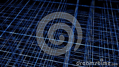 3D Space With Grid Of Lines. Animation. Multi-level Grid Of Thin Lines ...