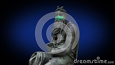 Moses Head Statue with Medical Mask Stock Video - Video of mask ...