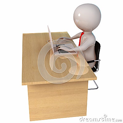 3D Stickman Working With Laptop Stock Image | CartoonDealer.com #152914357