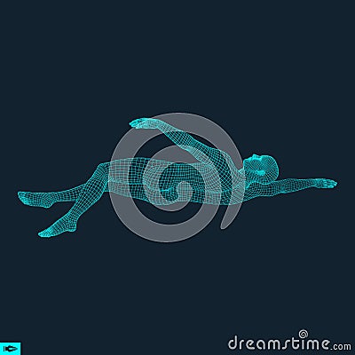 3D Swimming Man. Vector Image Of A Swimmer. Human Body. Sport Symbol ...