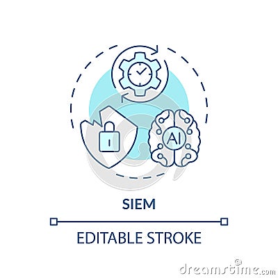 2D Thin Linear Blue SIEM Icon Vector Illustration | CartoonDealer.com ...