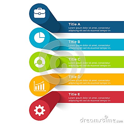 3D Vector Perspective Infographic. Presentation Template. 5 Step ...