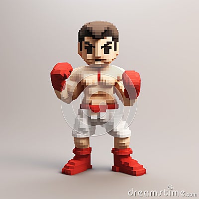 Pixel Boxer: Photorealistic 3d 8 Bit Cartoon Character In Boxing Action ...