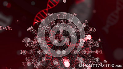 3D Visualization Of The Coronavirus. Pathogens, And Dna Strand Shown As ...