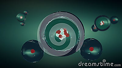 3d Water Molecule With Protons, Neutrons And Electron Shells. H2O ...