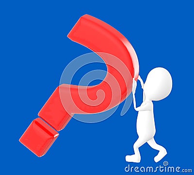 3d White Character , Pushing Question Mark Royalty-Free Stock ...