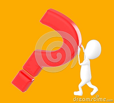 3d White Character , Pushing Question Mark Stock Image | CartoonDealer ...